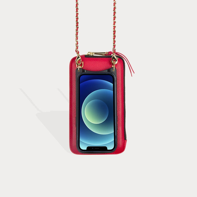 Pebble Leather Expanded Zip Pouch - Red/Gold – Bandolier