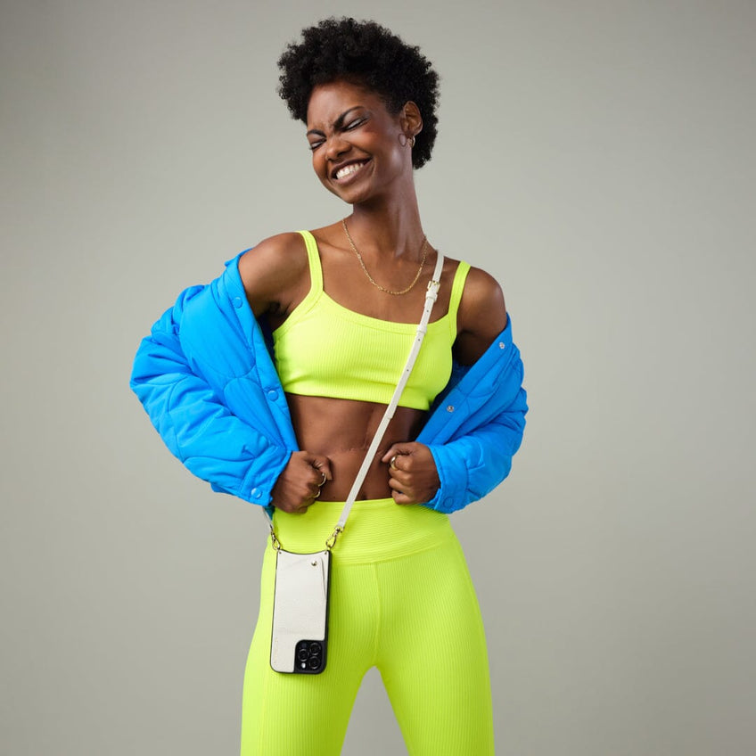 Emma Pebble Leather Crossbody Bandolier - Ivory/Gold