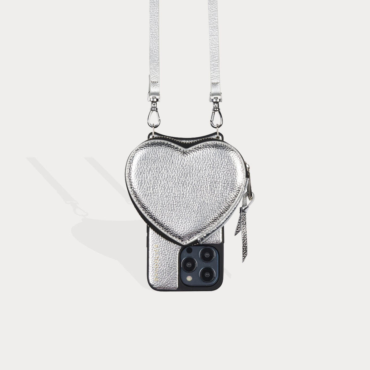 Willa Heart Pouch Bandolier - Silver/Silver