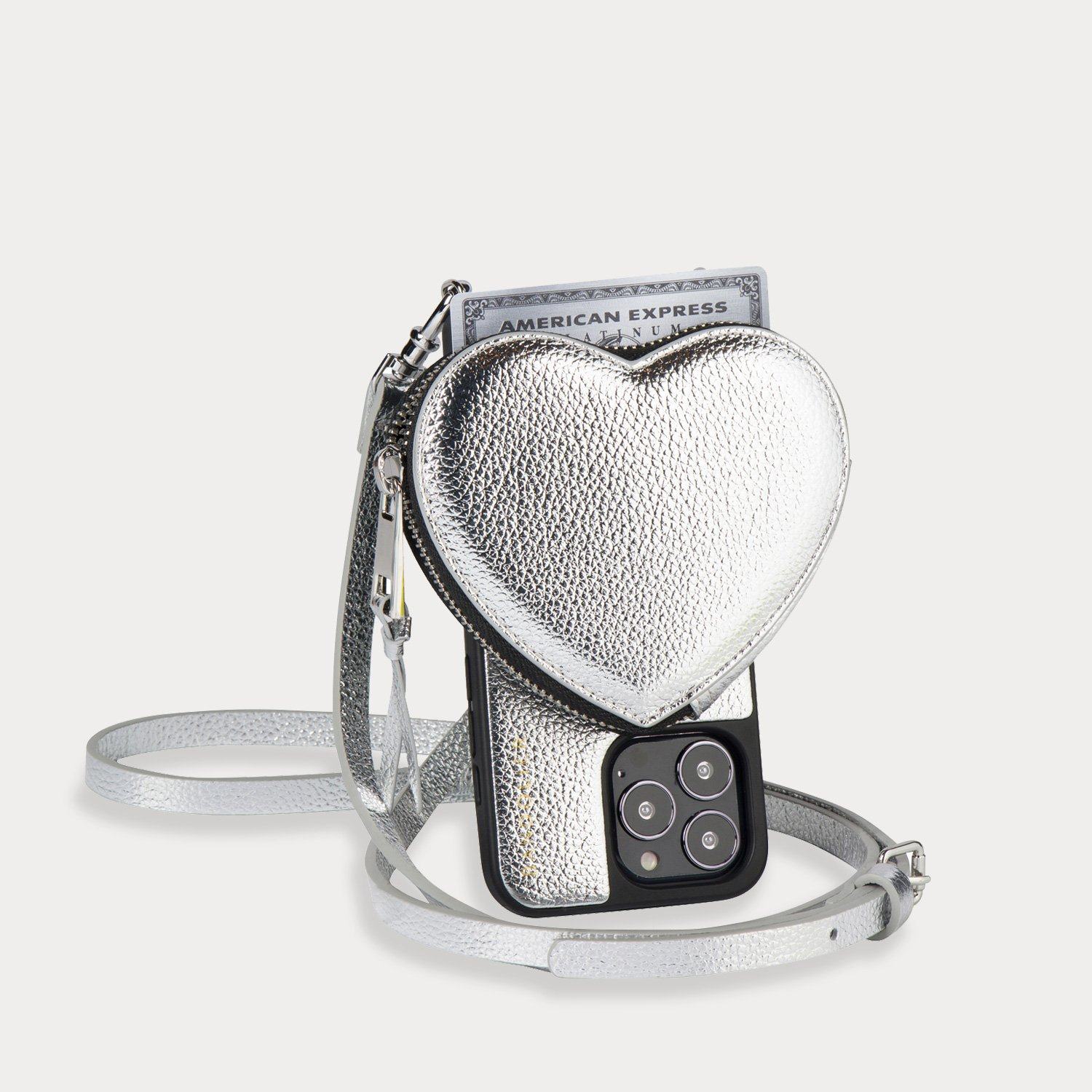 Willa Heart Pouch Bandolier - Silver/Silver
