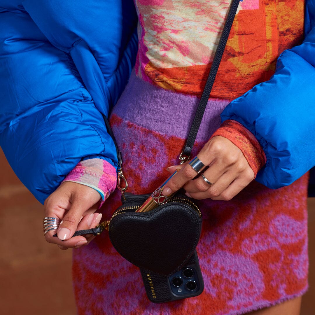 Willa Heart Crossbody Bandolier - Black/Gold